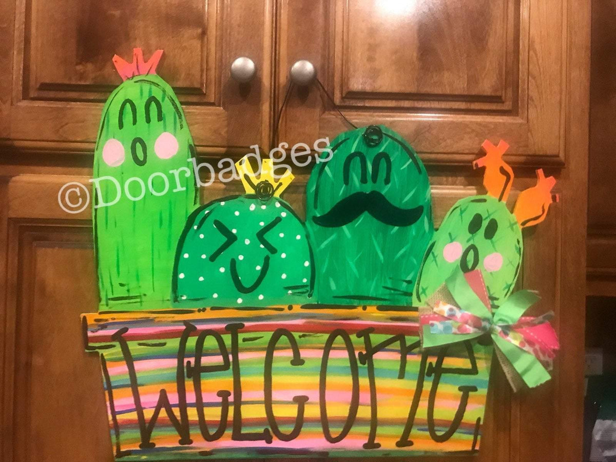 Cactus Door Hanger - Cactus Family door hanger – DoorBadges
