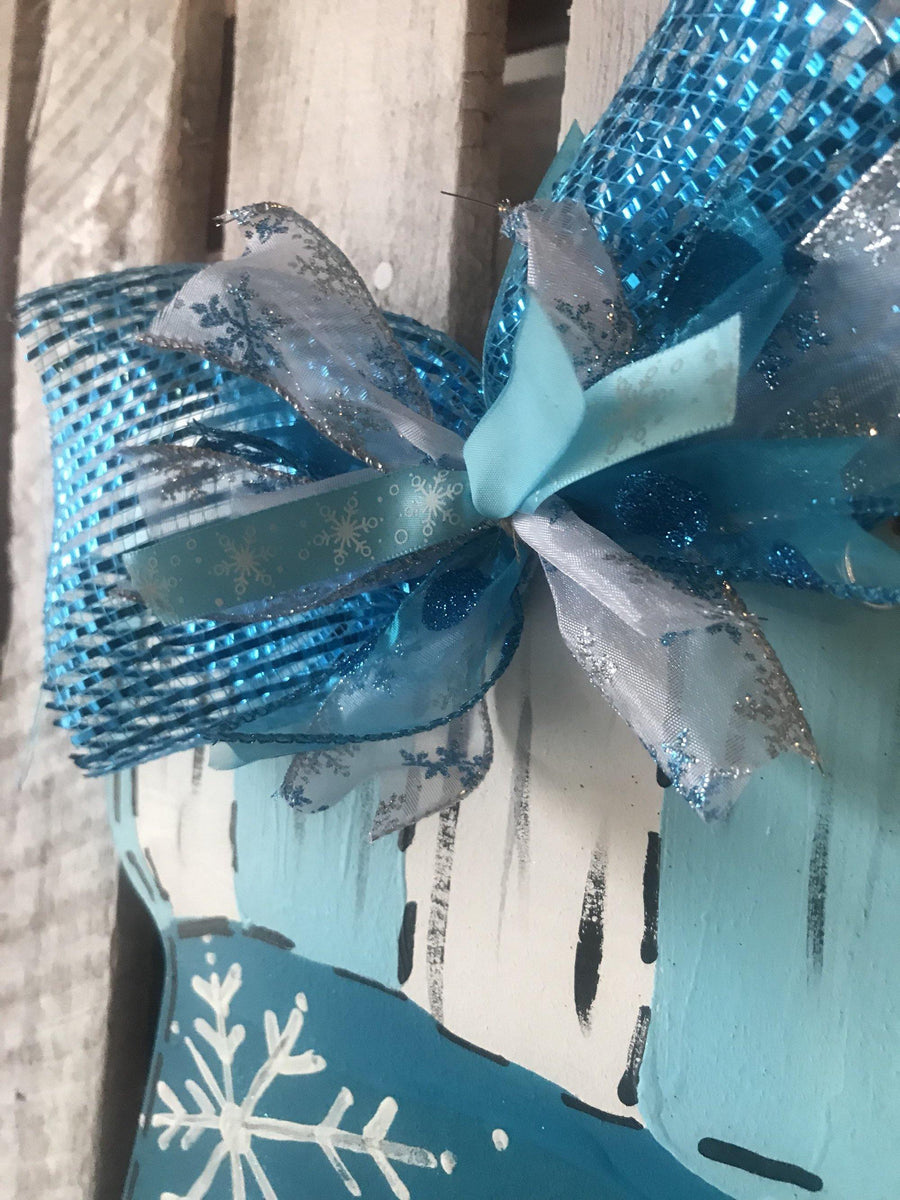 Christmas Mitten Door Hanger - Snowman Door Decoration - Winter Door D ...