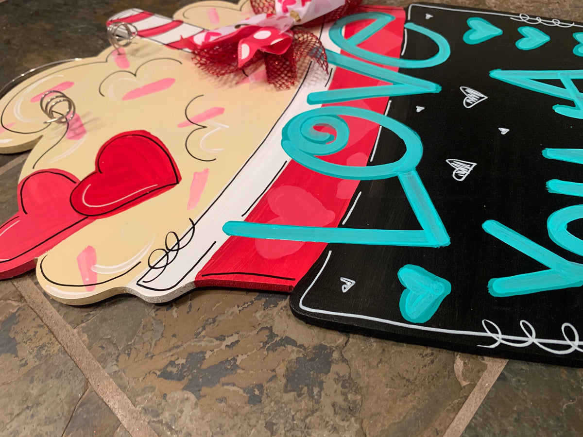Valentine Love Latte Door Hanger - Valentines Day door Decor - valenti ...