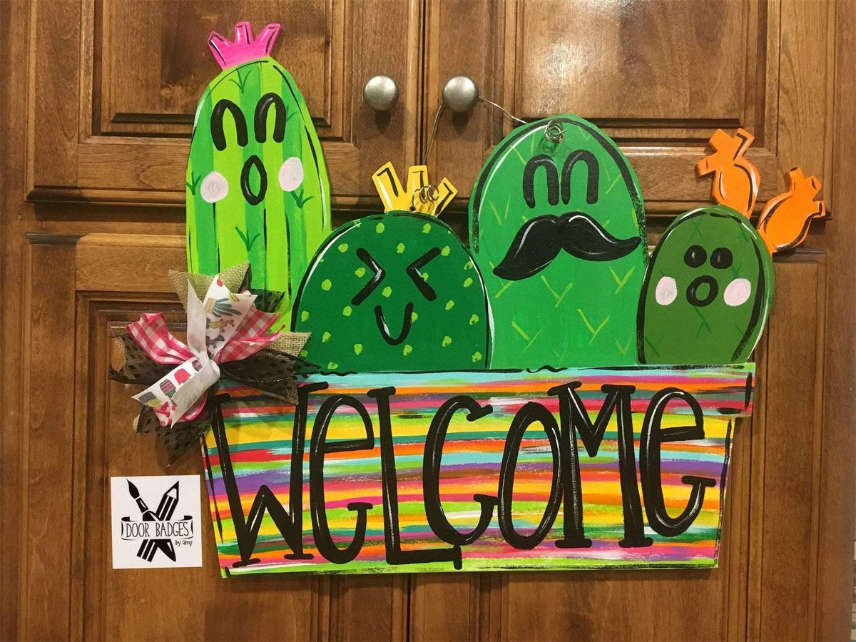 Cactus Door Hanger - Cactus Family door hanger – DoorBadges