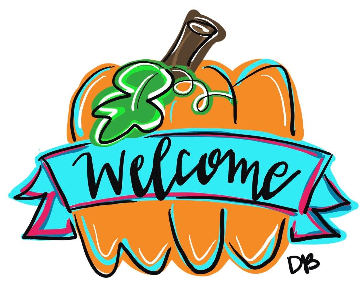 TEMPLATE: Pumpkin with Banner Door Hanger Download Template - Printabl ...