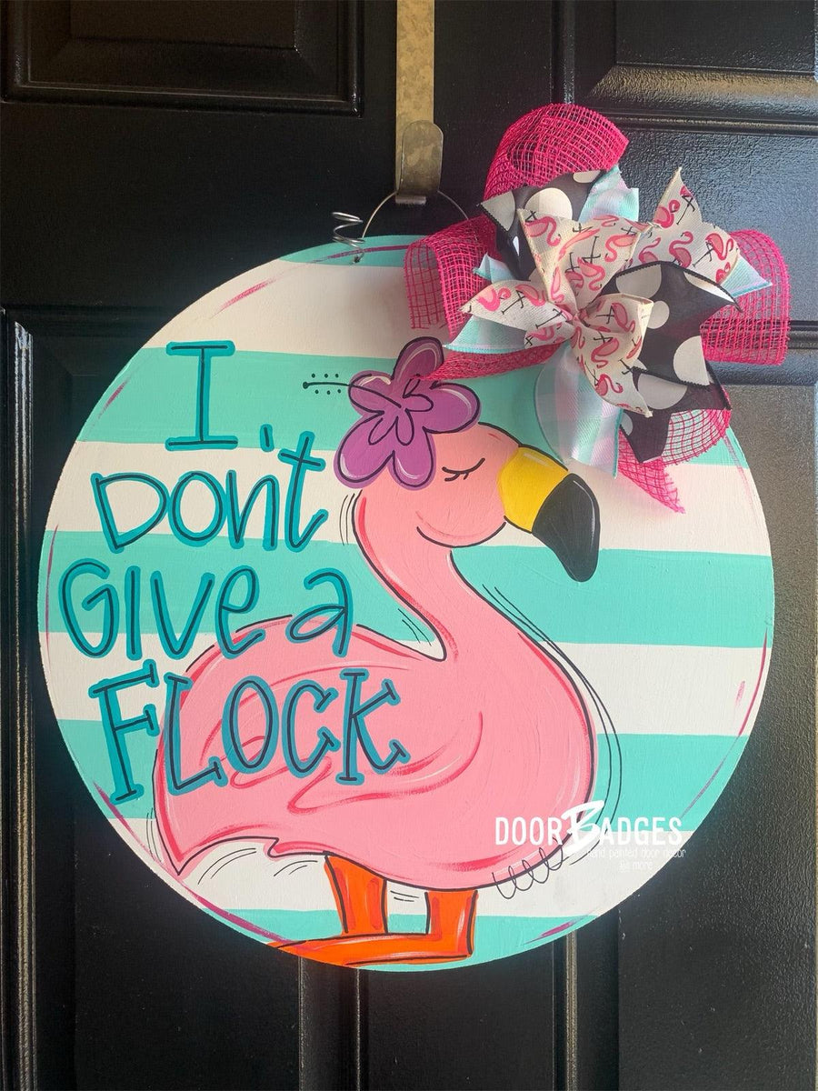 Flamingo Flock door hanger - Summer door decor - hand painted personal ...